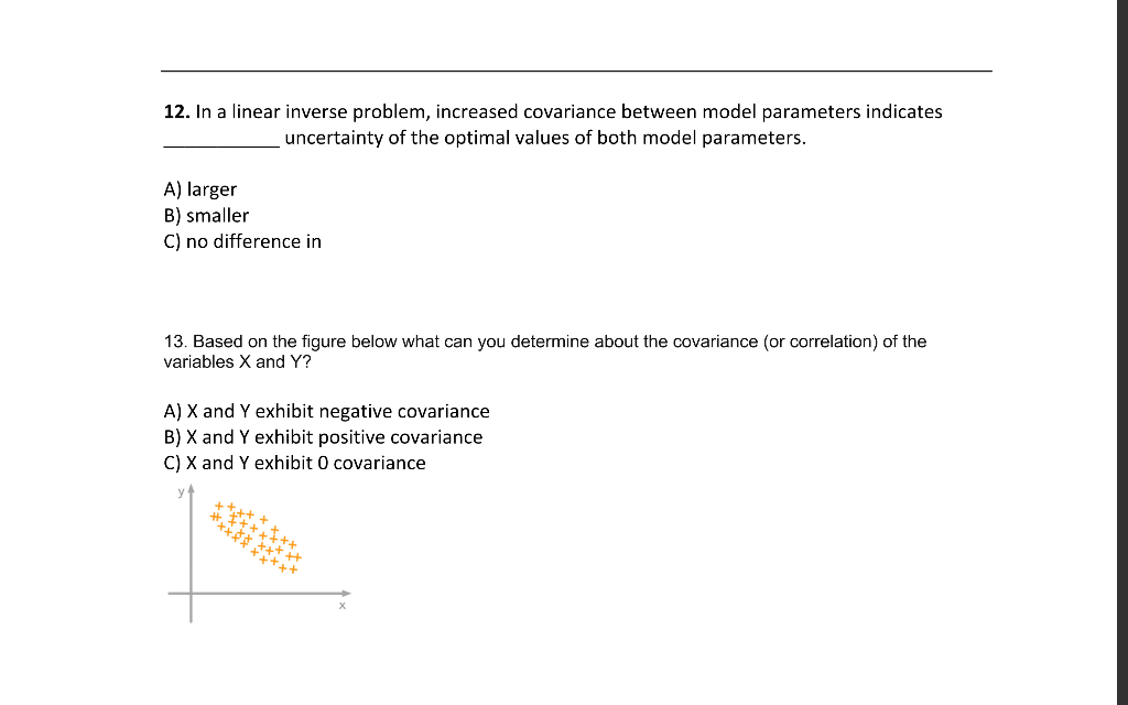 Solved 12 In A Linear Inverse Problem Increased Covariance 