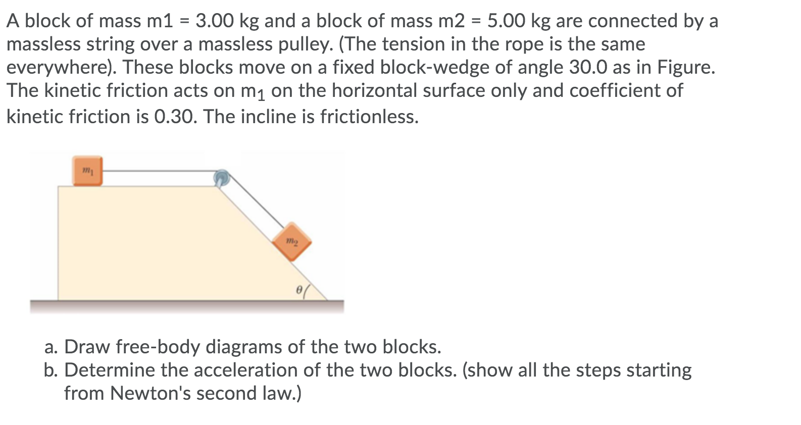 Solved A block of mass m1 = 3.00 kg and a block of mass m2 | Chegg.com