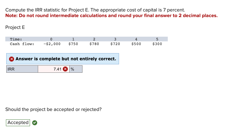 Solved Compute the IRR statistic for Project E. The | Chegg.com