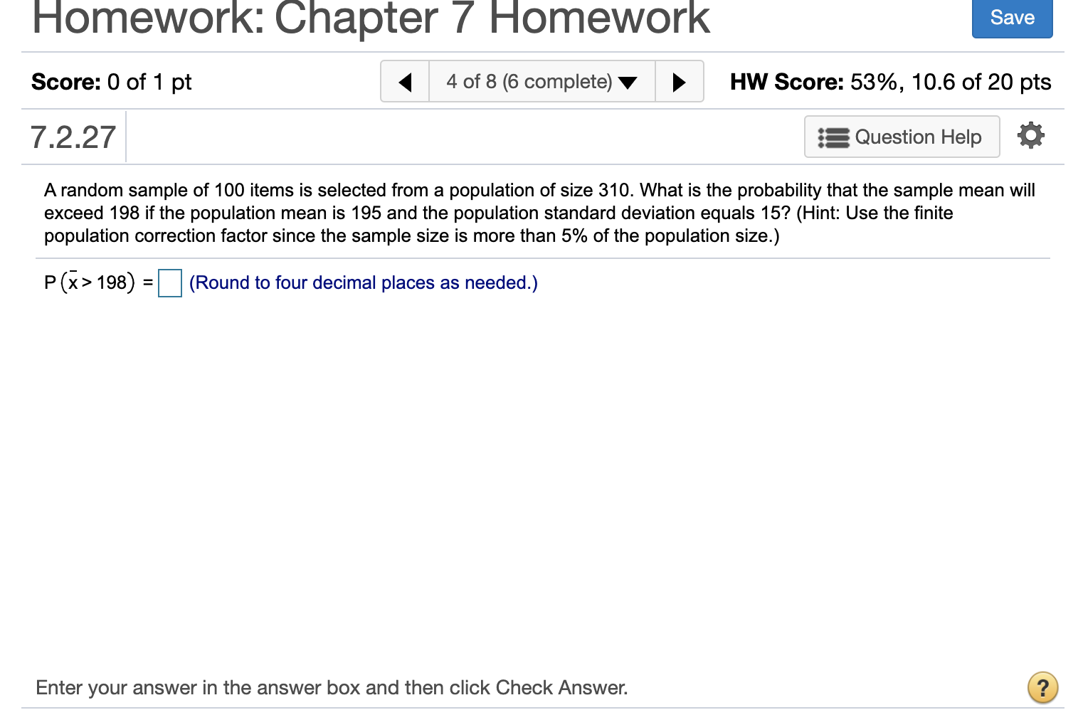 Solved Homework Chapter 7 Homework Save Score 0 Of 1 Pt 4