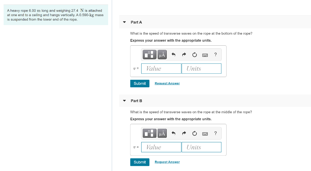 Solved A heavy rope 6.00 m long and weighing 27.4 N is | Chegg.com