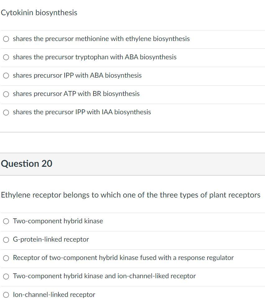 Solved Cytokinin biosynthesis O shares the precursor | Chegg.com