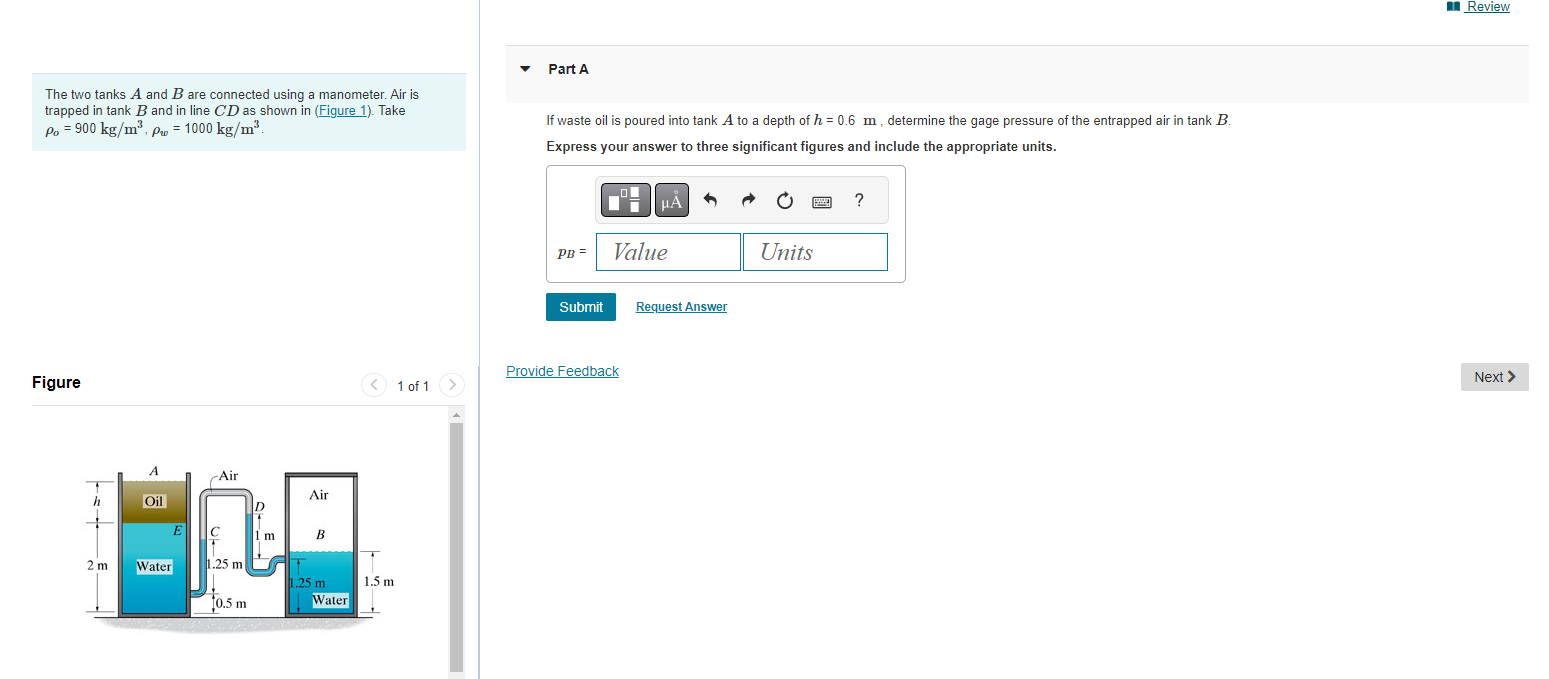 Solved The two tanks A and B are connected using a | Chegg.com