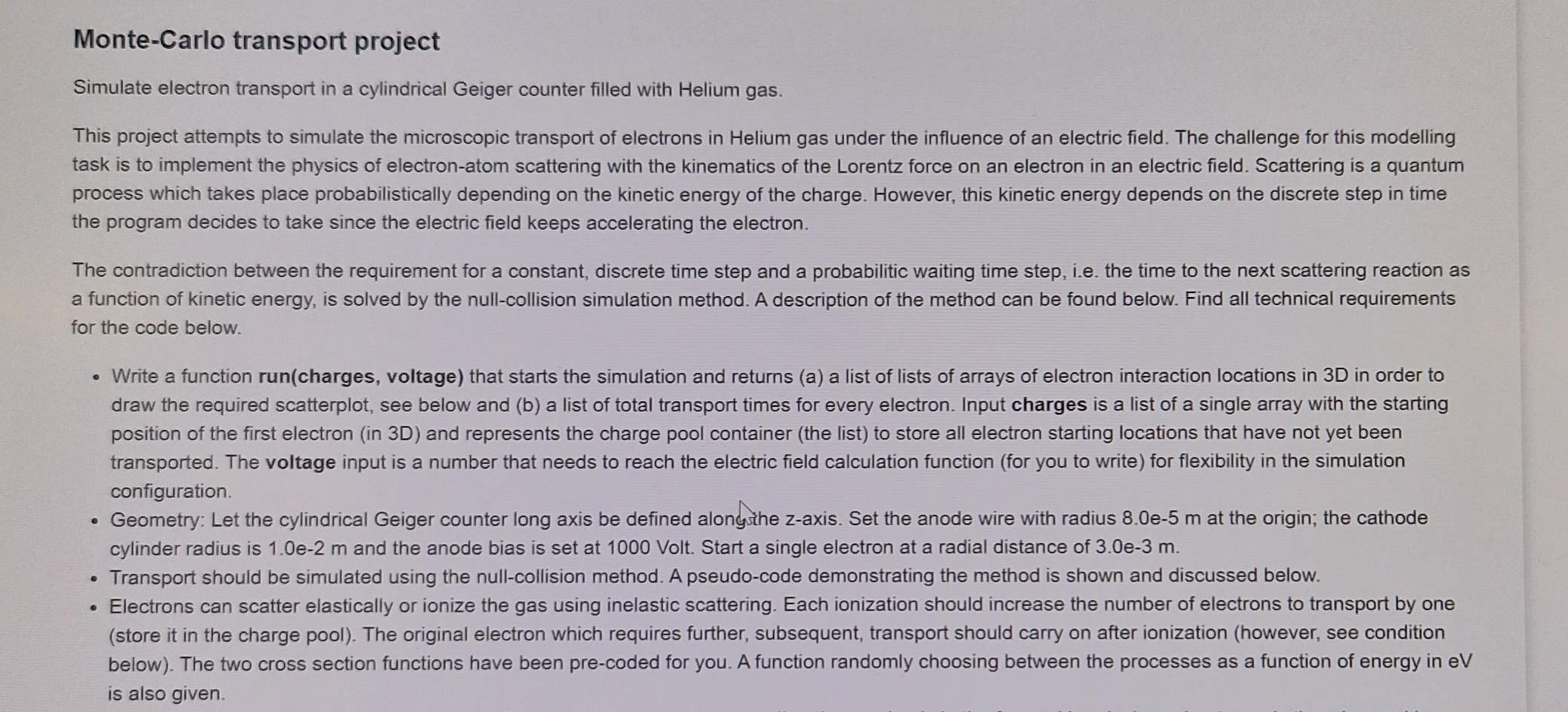 Solved Monte-Carlo transport project Simulate electron | Chegg.com