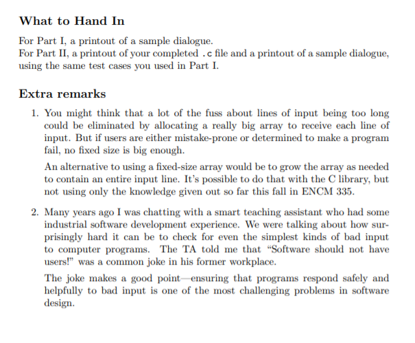 Exercise D: Input, one line at a time Read This First | Chegg.com