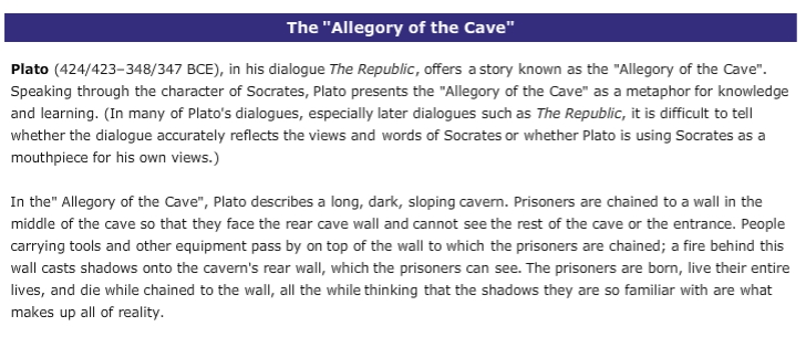 Solved The "Allegory of the Cave" Plato (424/423-348/347 | Chegg.com