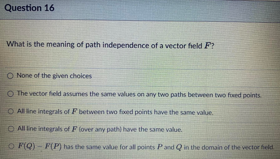 Solved What is the meaning of path independence of a vector | Chegg.com