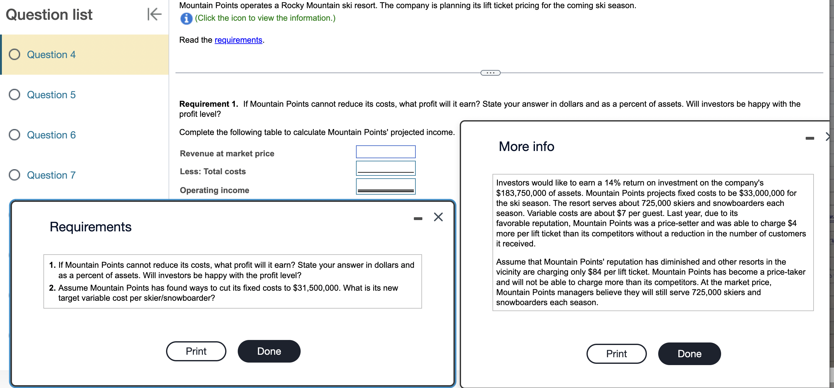 Solved Question list Question 4 Read the requirements. | Chegg.com