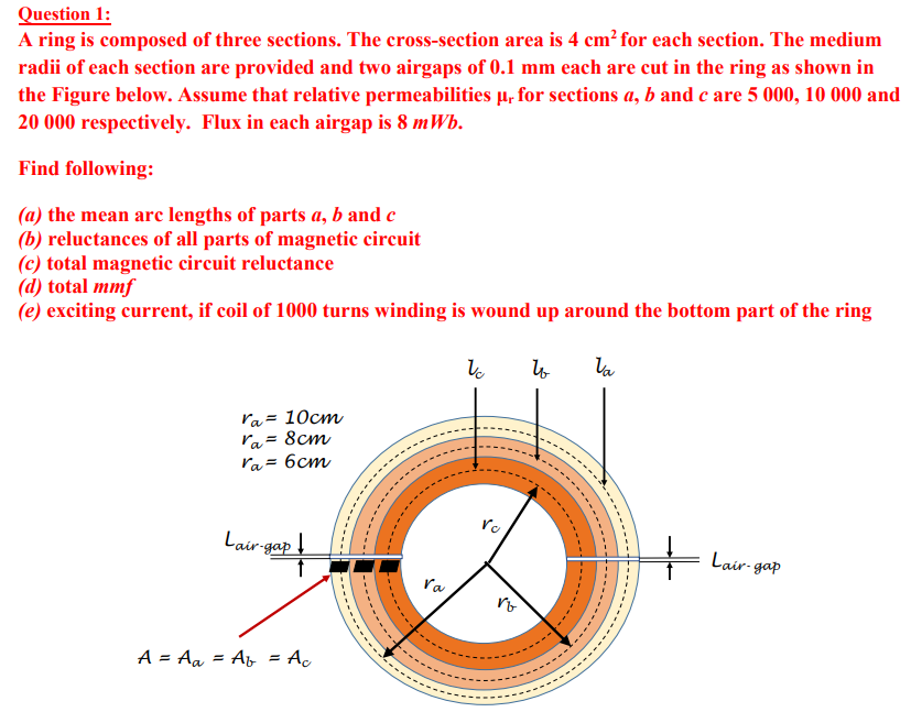 Solved Question 1: A ring is composed of three sections. The | Chegg.com