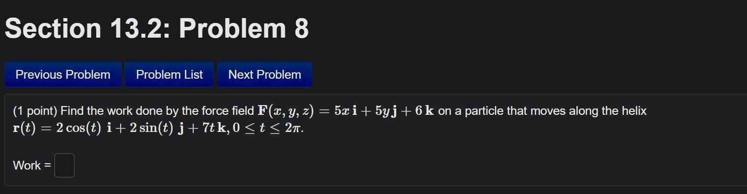 Solved Section 13.2: Problem 8 Previous Problem Problem List | Chegg.com