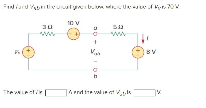 Solved Find / and Vab in the circuit given below, where the | Chegg.com