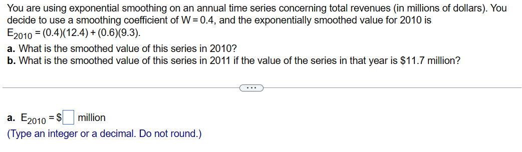 Solved You are using exponential smoothing on an annual time | Chegg.com