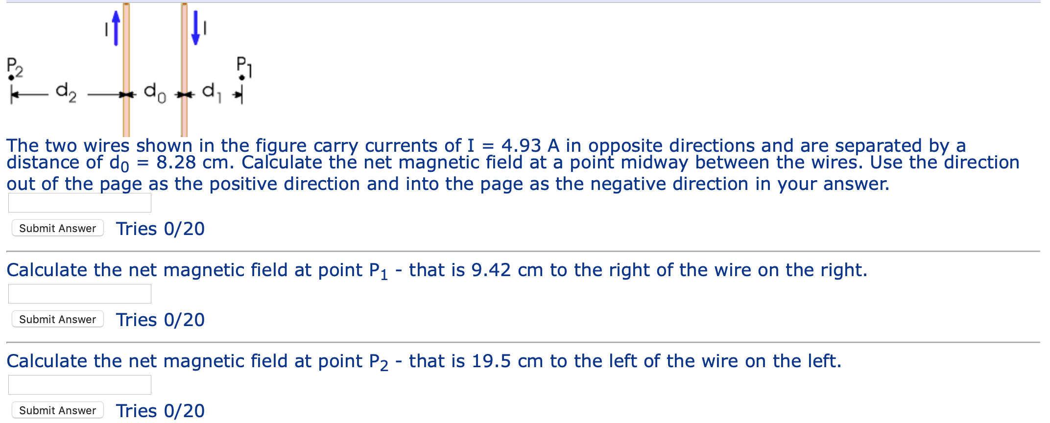 Solved e da doned, at The two wires shown in the figure | Chegg.com