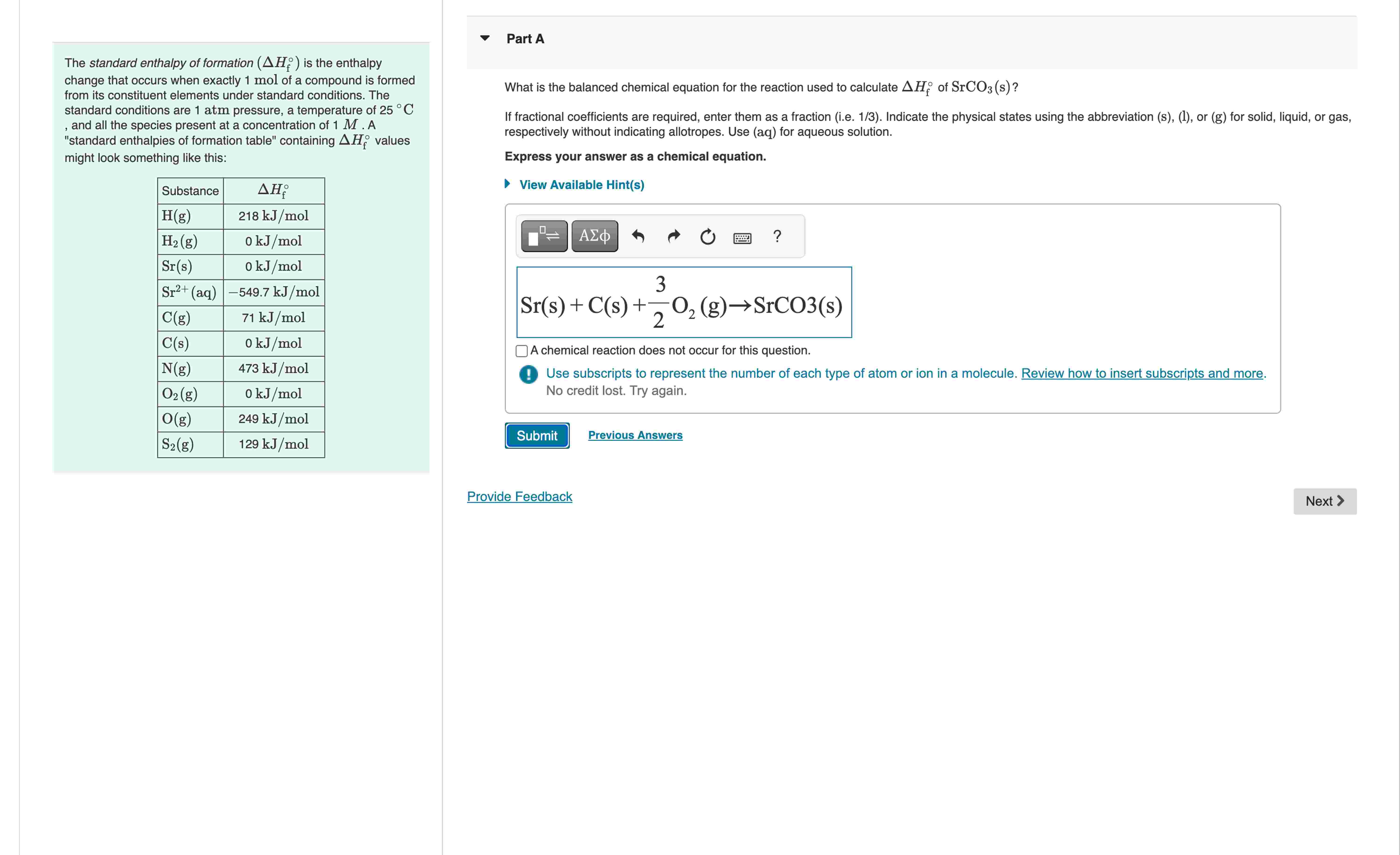 Solved The standard enthalpy of formation \( \left(\Delta | Chegg.com