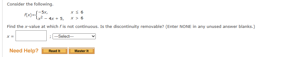 Solved Consider the following. f(x)={−5x,x2−4x+5,x≤6x>6 Find | Chegg.com