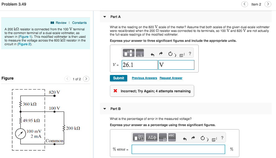 Solved Problem 3.49 Item2 PartA Review 1 Constants What is | Chegg.com