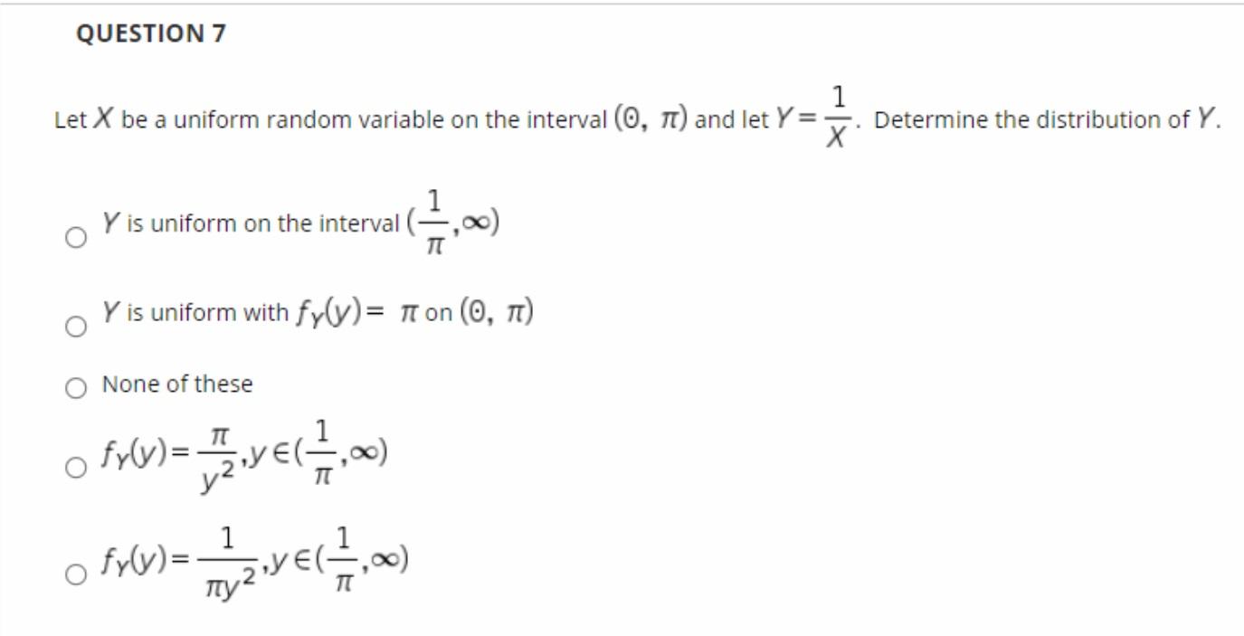 Solved Question 7 1 Let X Be A Uniform Random Variable On 6846