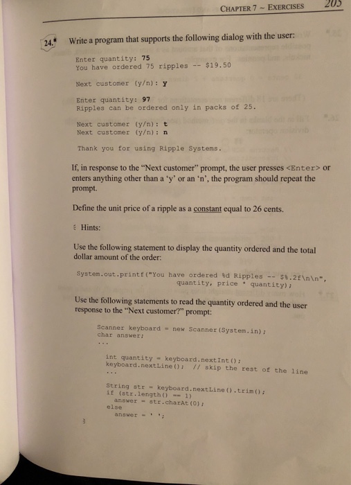 Solved CHAPTER 7 EXERCISES 205 24 Write a program that | Chegg.com
