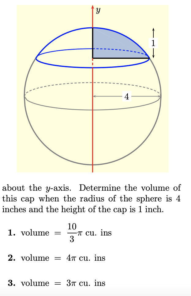 Solved A cap of a sphere is generated by rotating the shaded | Chegg.com