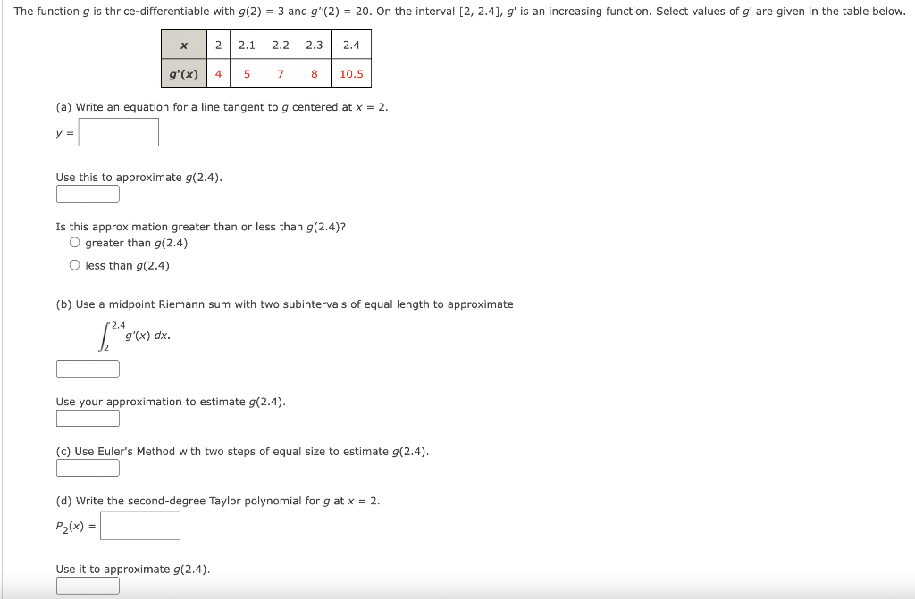 Solved function g is thrice-differentiable with g(2)=3 and | Chegg.com