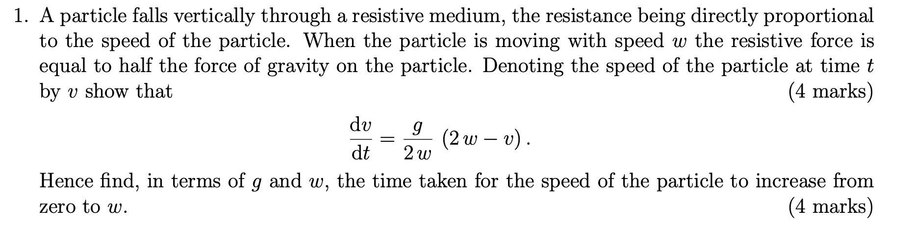 Solved A particle falls vertically through a resistive | Chegg.com