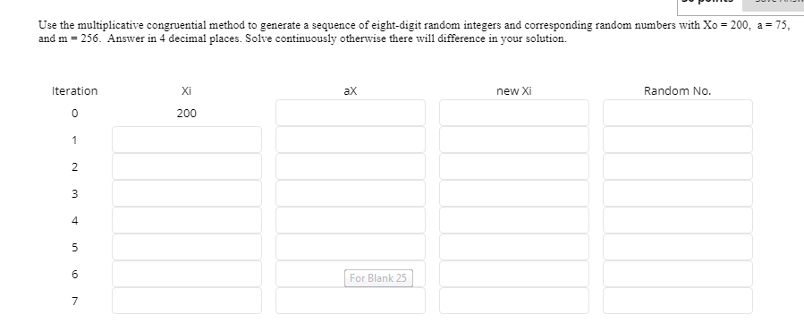 Solved Use the multiplicative congruential method to | Chegg.com