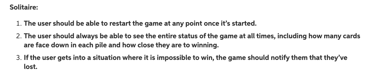 Create a solitaire game in c++ using basic code { | Chegg.com