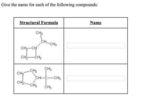Solved Give the name for each of the following compounds: | Chegg.com