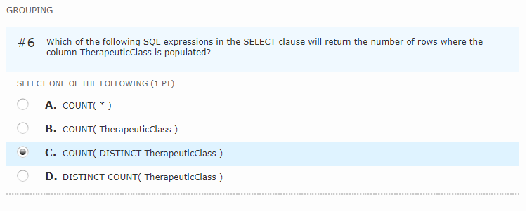 Solved GROUPING #6 Which of the following SQL expressions in | Chegg.com