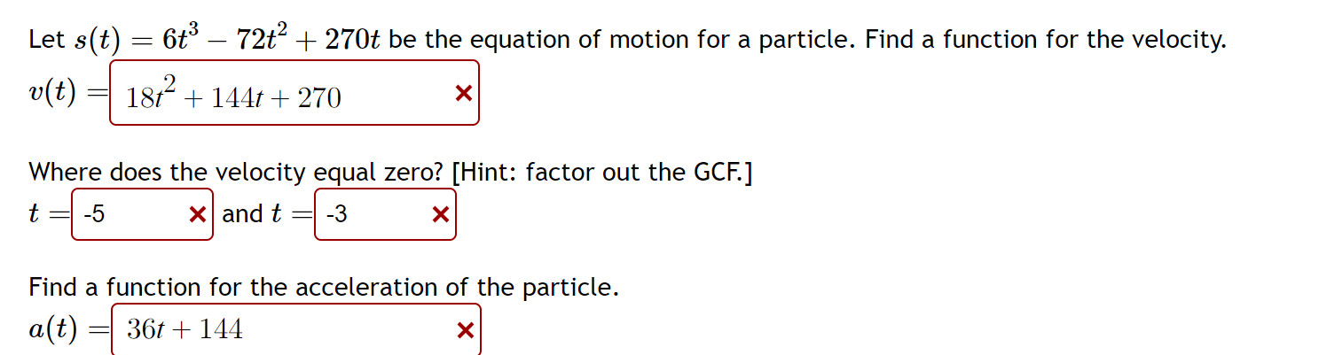 Solved Find a function for the velocity, where does it equal | Chegg.com