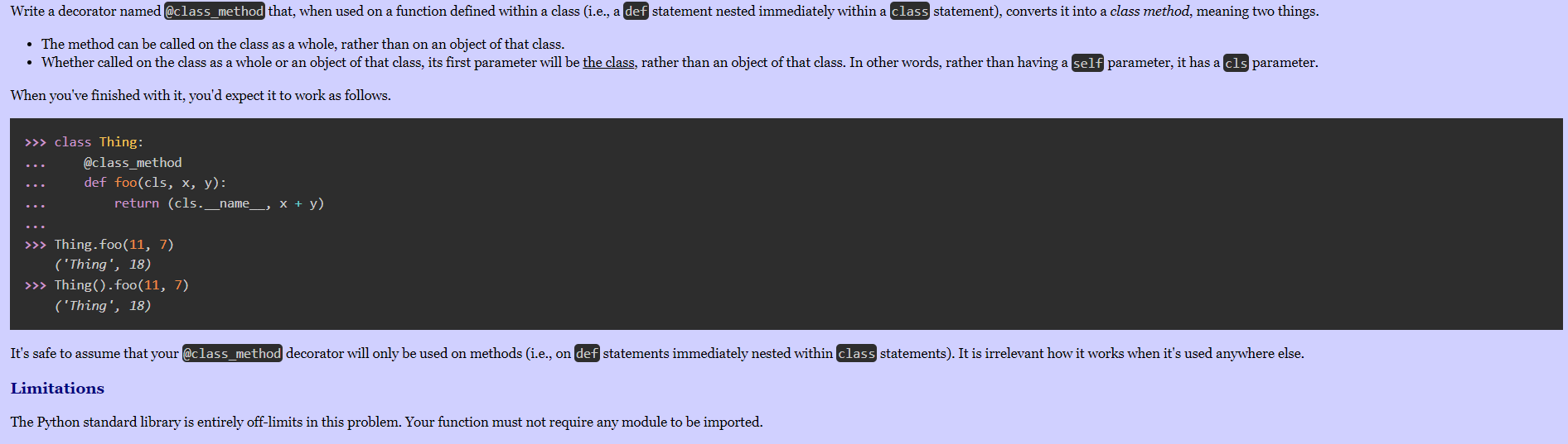 Solved - The method can be called on the class as a whole, | Chegg.com