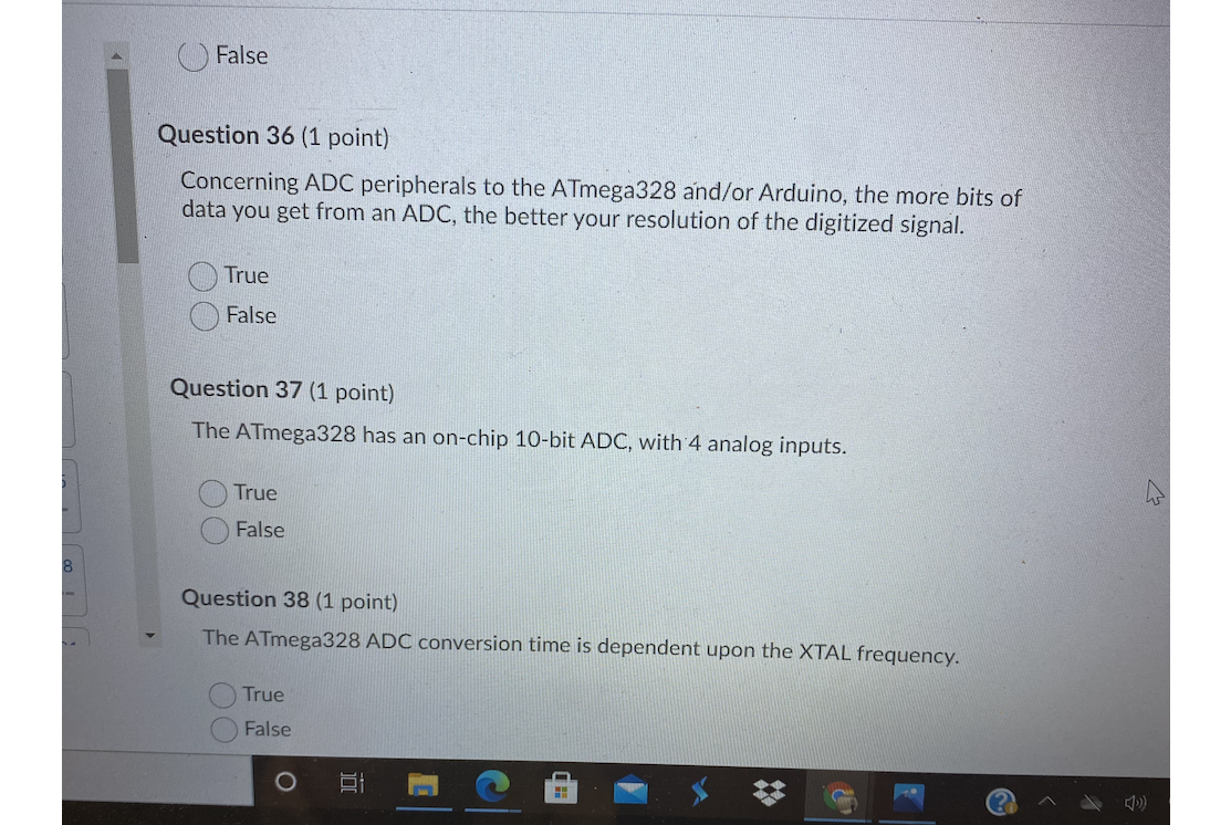 Solved False Question 36 (1 point) Concerning ADC | Chegg.com