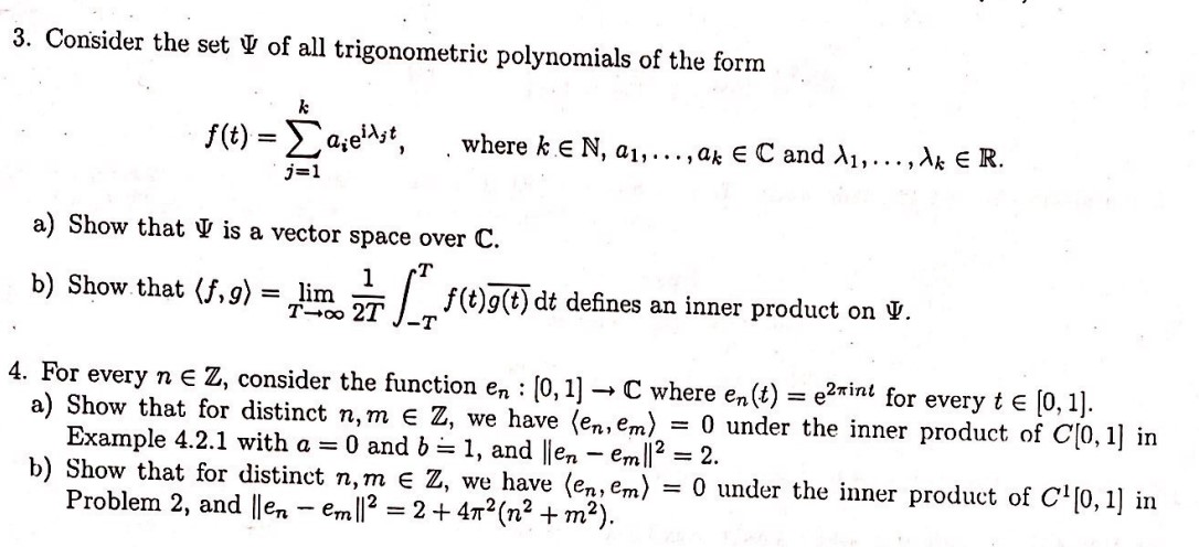 Solved 3. Consider the set Ψ of all trigonometric | Chegg.com