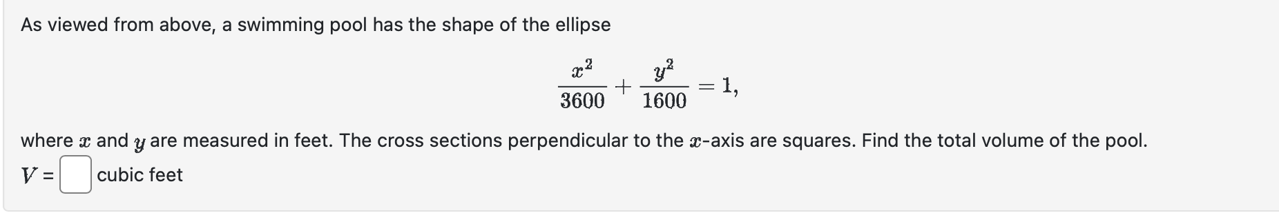 Solved As viewed from above, a swimming pool has the shape | Chegg.com