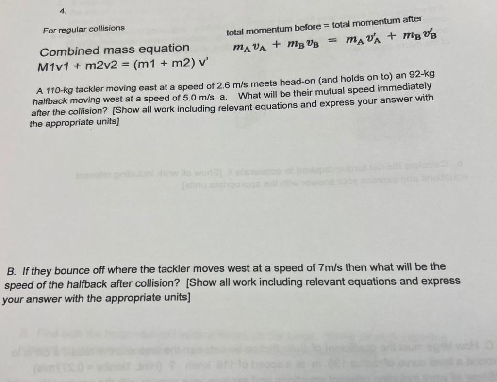 Solved For regular collisions | Chegg.com