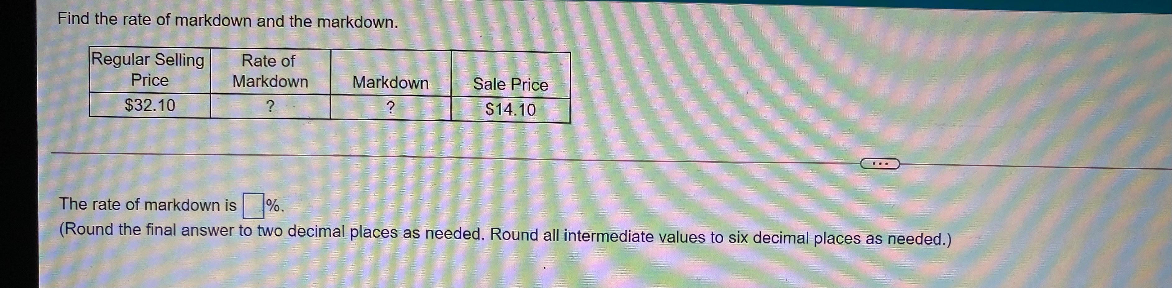 Solved Find the rate of markdown and the markdown. Regular | Chegg.com