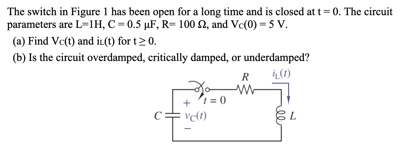 Solved The switch in Figure 1 has been open for a long time | Chegg.com
