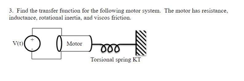 Solved 3. Find the transfer function for the following motor | Chegg.com
