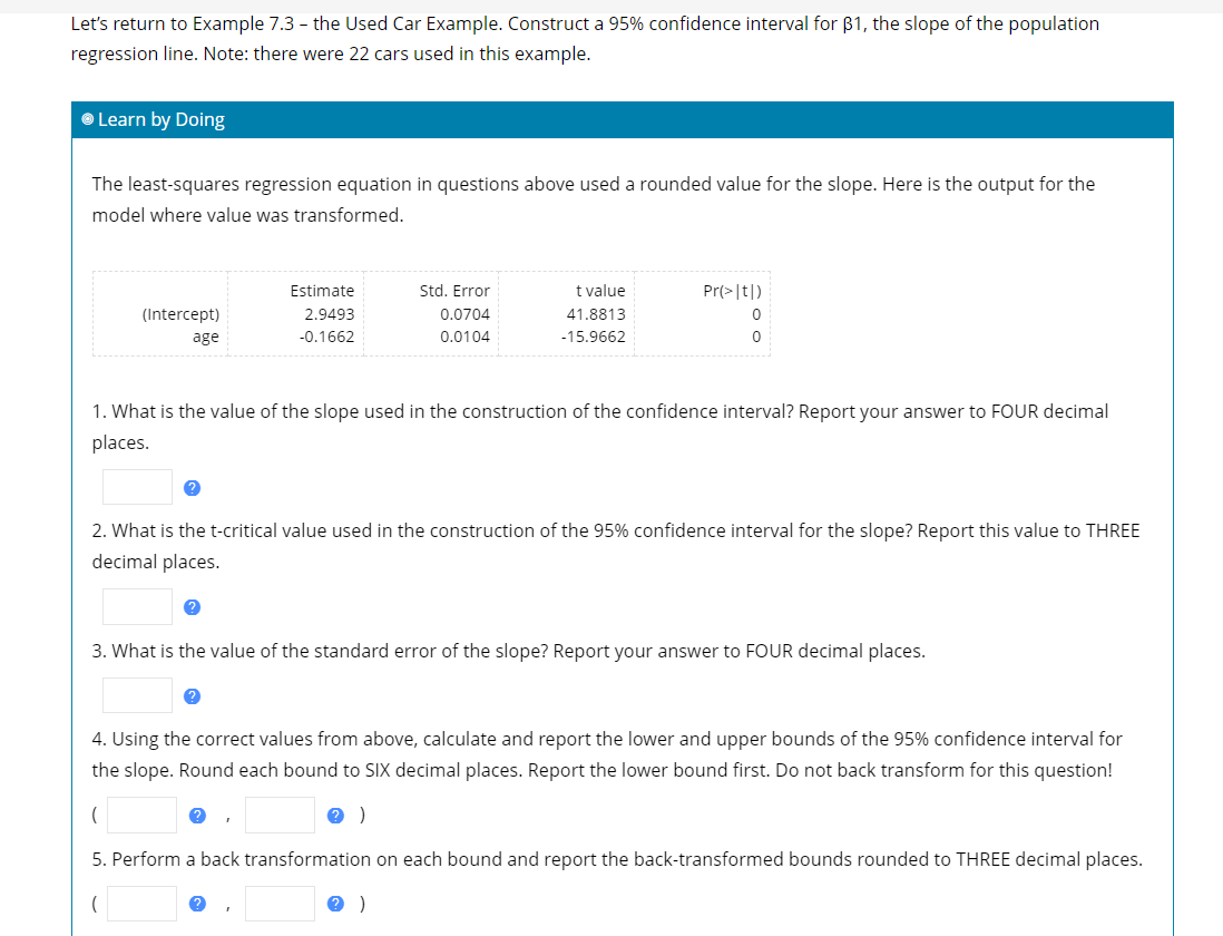 Solved Q Used Car Example EXAMPLE 7.3: Suppose the | Chegg.com