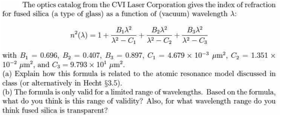 Solved The optics catalog from the CVI Laser Corporation | Chegg.com