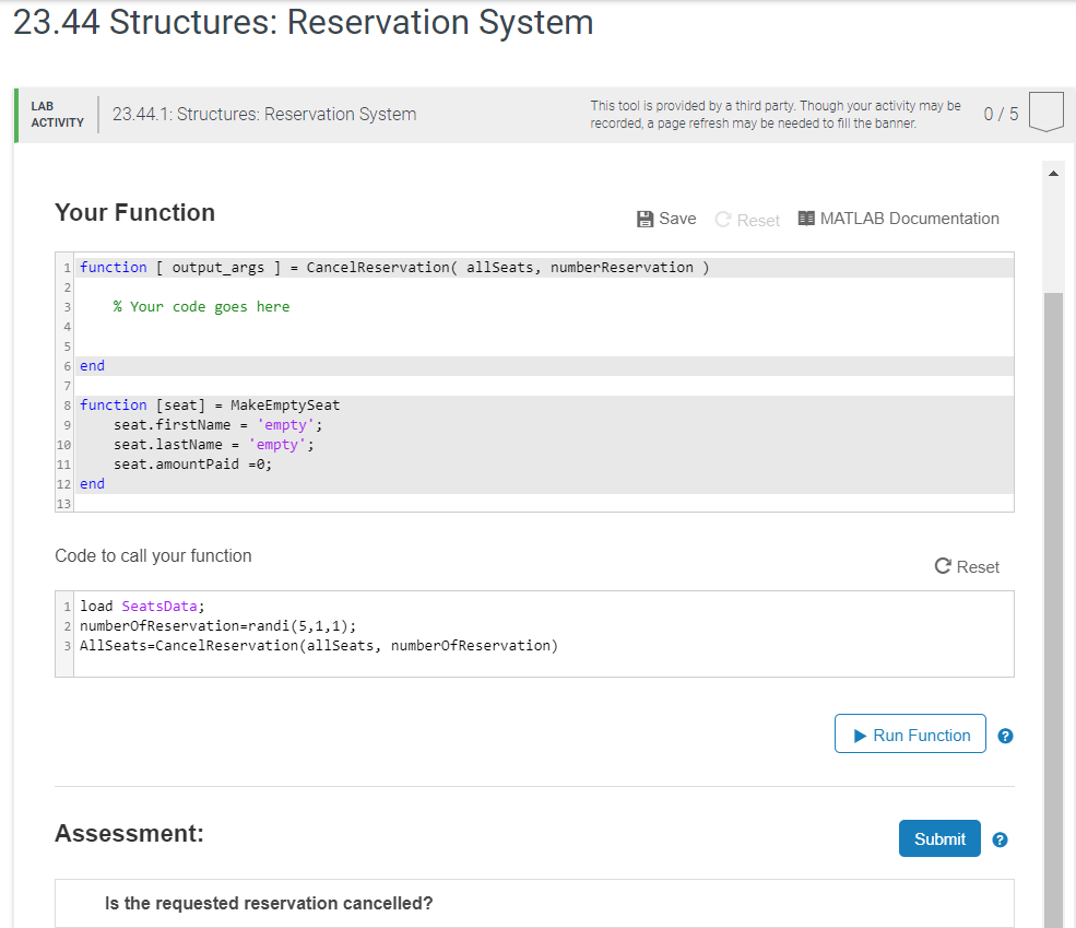 Solved 23.44 Structures: Reservation System ACTIVITY | Chegg.com