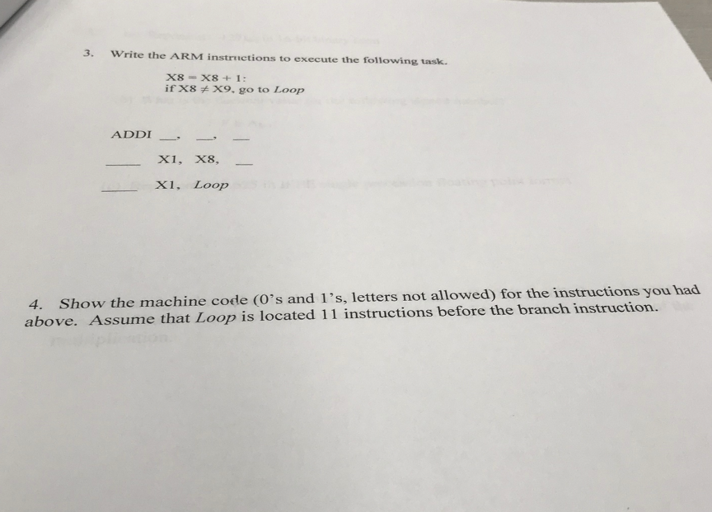 Solved 3. Write the ARM instructions to execute the | Chegg.com
