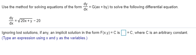 Solved Use the method for solving equations of the x + by) | Chegg.com