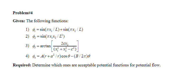 Solved Problem\#4 Given: The following functions: 1) | Chegg.com