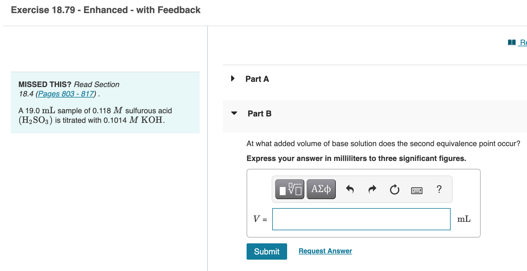 Solved Exercise 18.79 - Enhanced - with Feedback - 1 Re Part | Chegg.com
