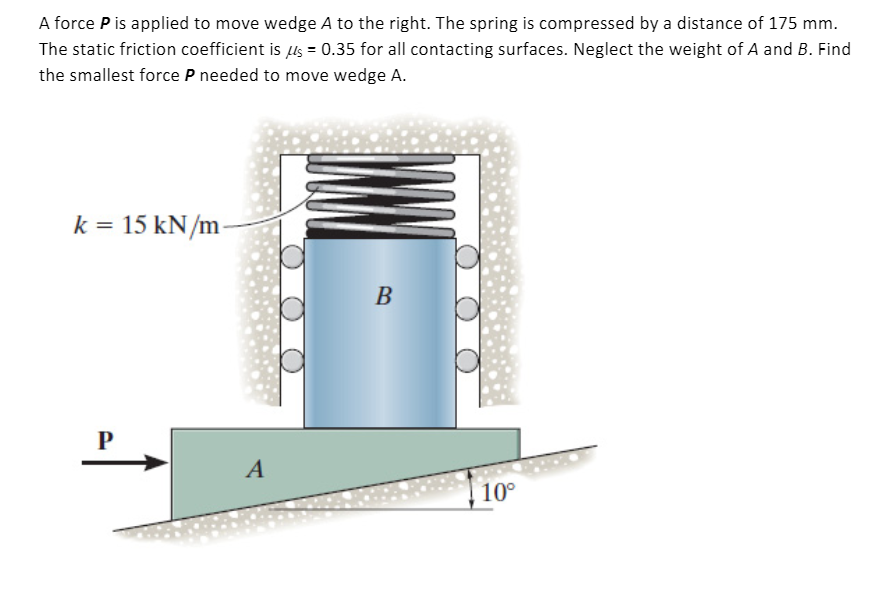 Solved A force P is applied to move wedge A to the right. | Chegg.com