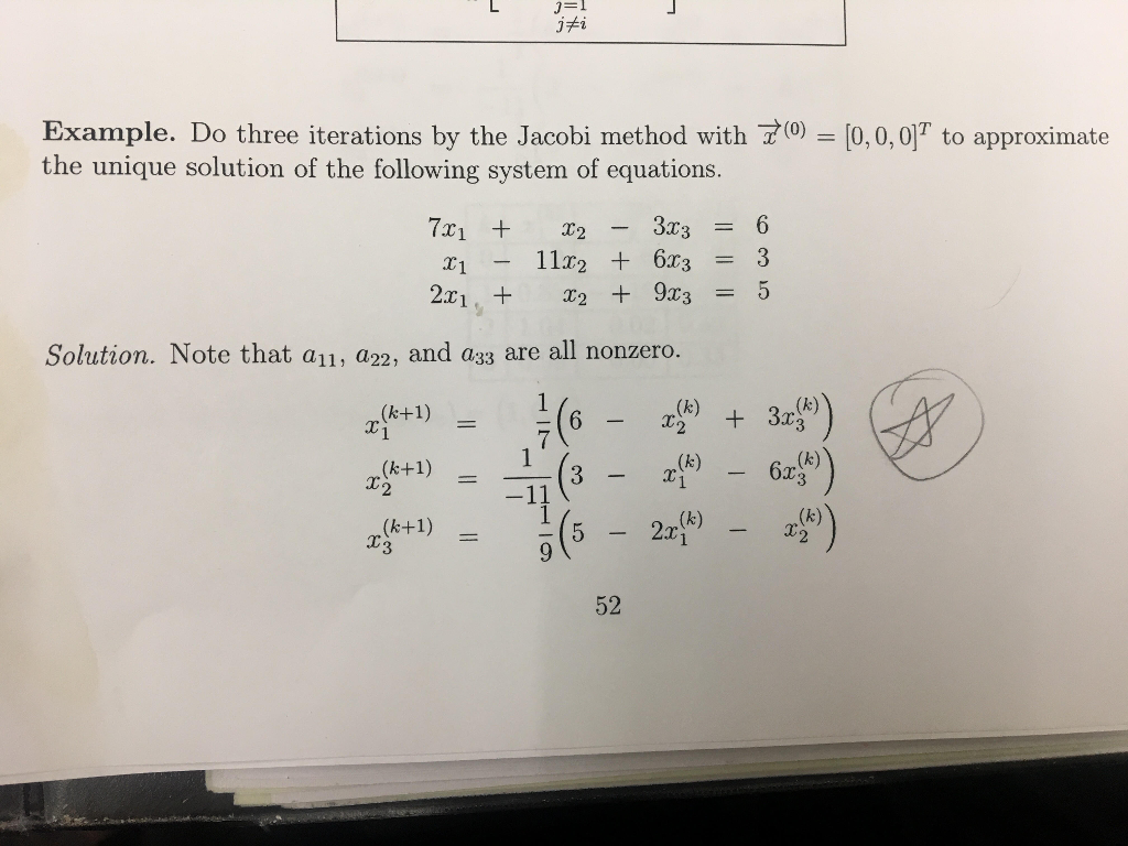 Solved Example. Do three iterations by the Jacobi method | Chegg.com