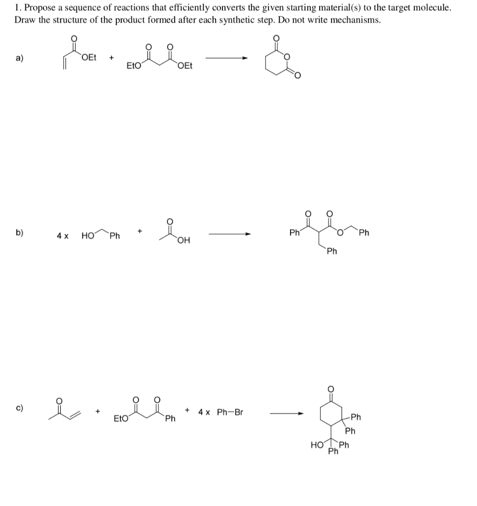 Solved 1. Propose a sequence of reactions that efficiently | Chegg.com