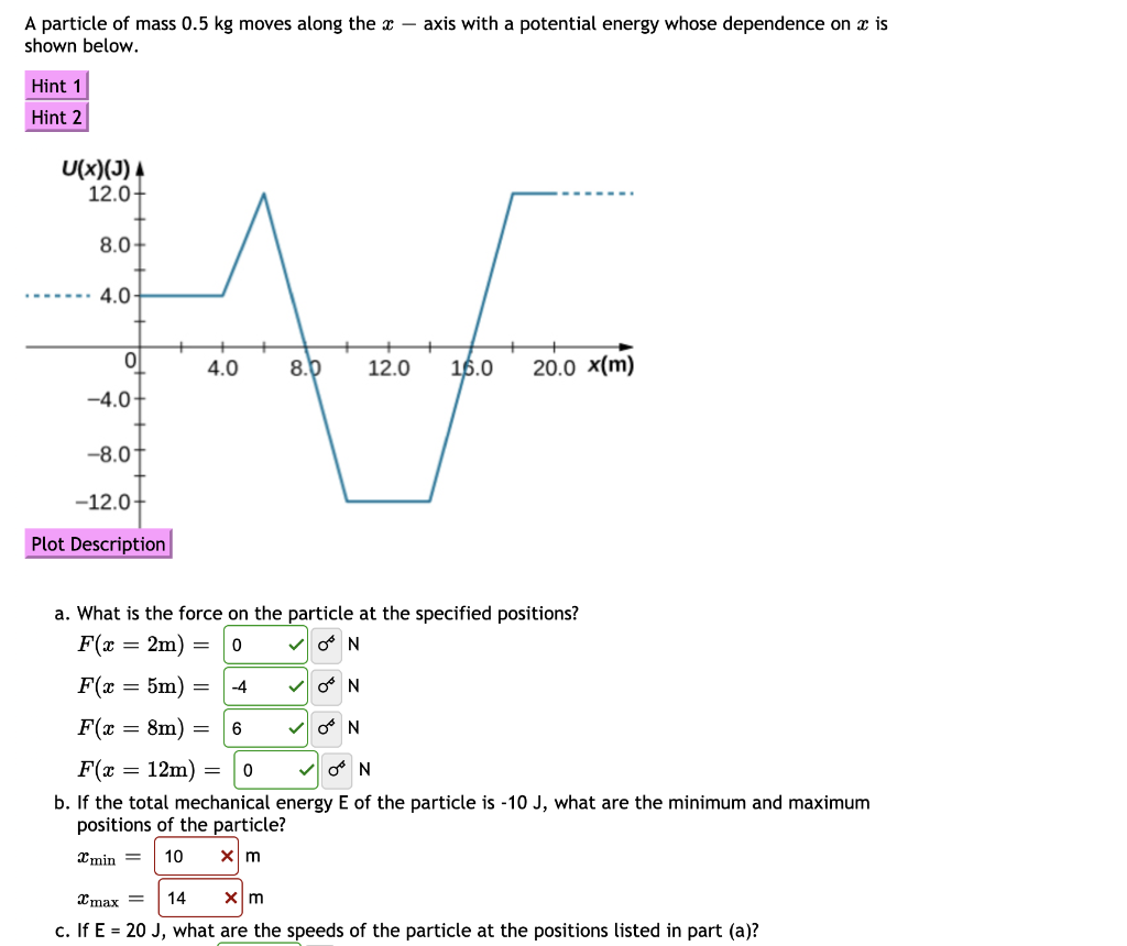 Solved A particle of mass 0.5 kg moves along the x – axis | Chegg.com