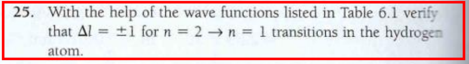 25 With The Help Of The Wave Functions Listed In